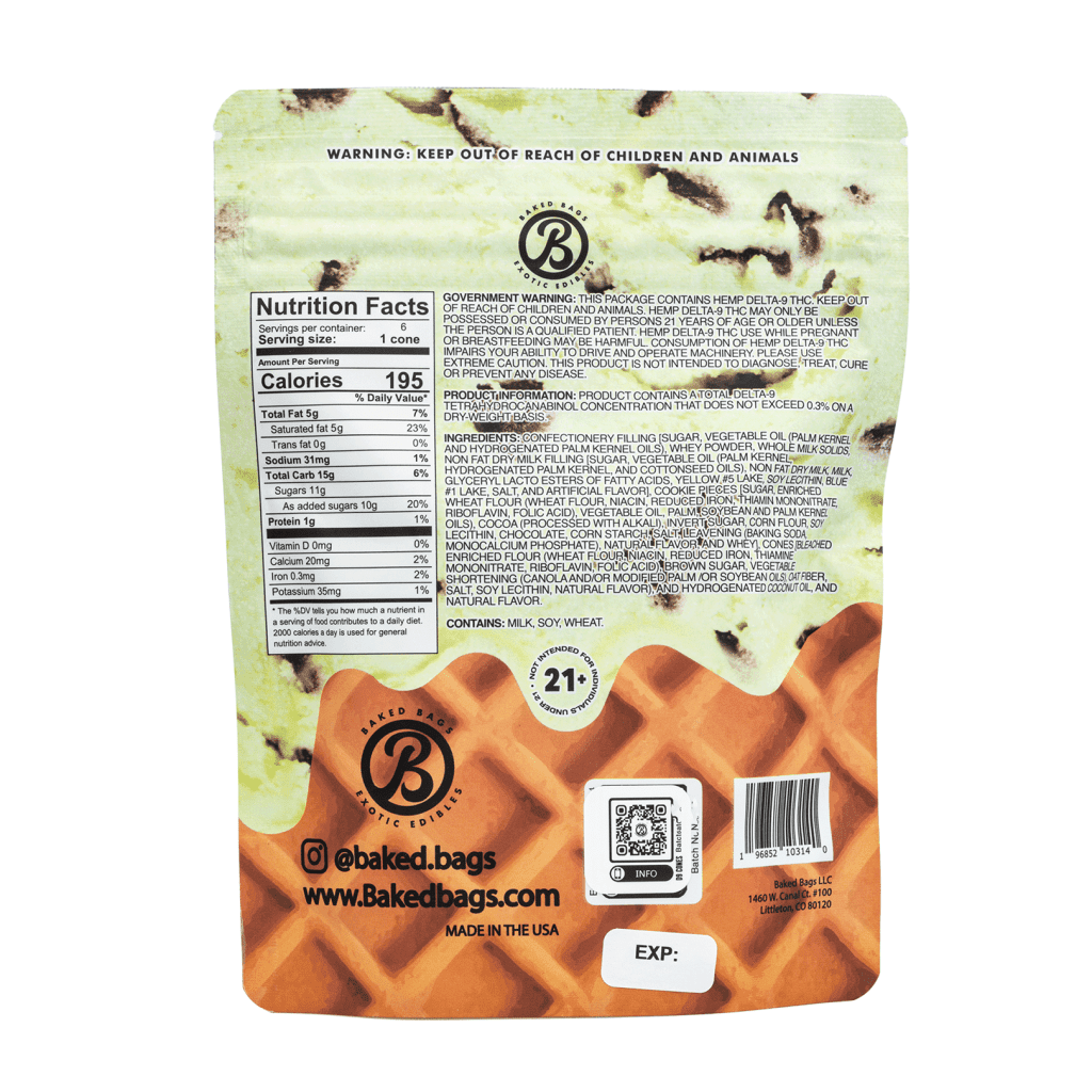 Shop Baked Bags Delta 9 THC Coned - Mint Chip (150 mg Total Delta 9 THC ...